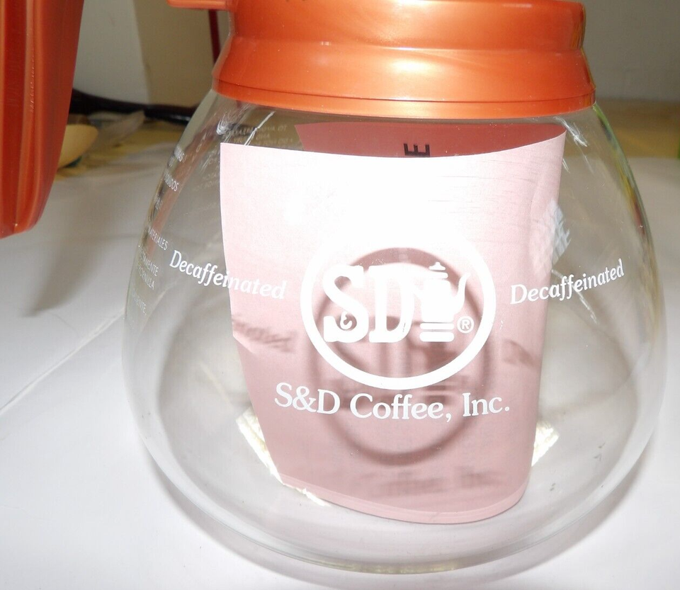 S&D Coffee Inc Decaffeinated Glass Carafe | eBay