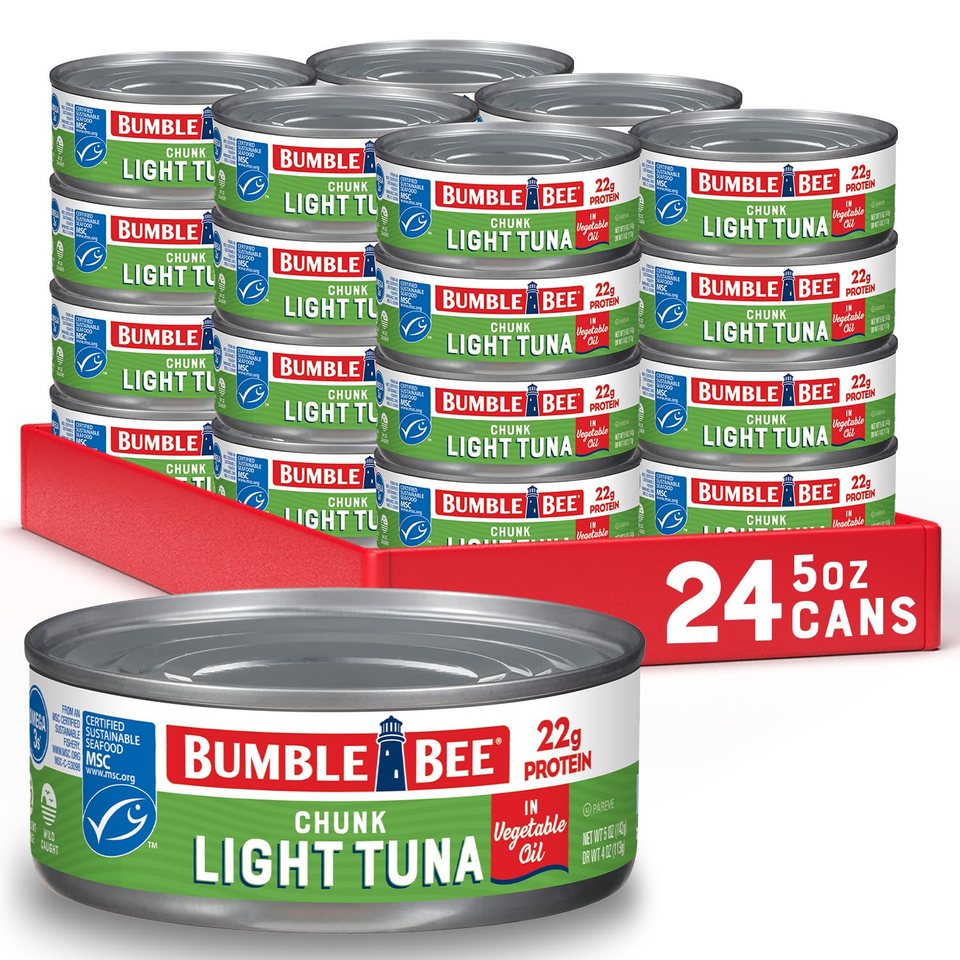 Chunk Light Tuna in Oil, 5 Oz Cans (Pack of 24) - Wild Caught Skipjack ...