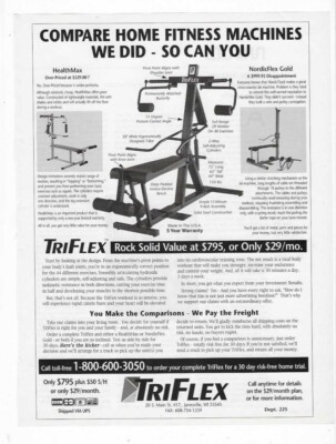 TriFlex Home Fitness Machine Weight Bench 1995 Print Advertisement | eBay
