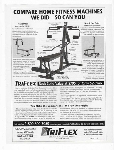 TriFlex Home Fitness Machine Weight Bench 1995 Vintage Print ...