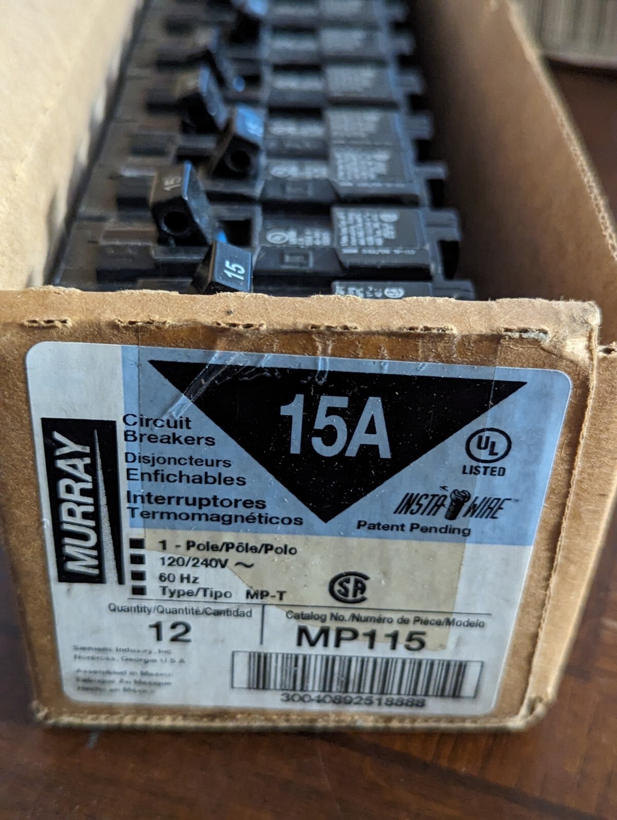 Murray MP115 Q115 15 Amp Box Of 12 1 Pole 120/240VAC Plug In Circuit ...