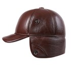 100% Genuine Leather Bomber Trapper Baseball Cap Ushanka Hunting Ear ...