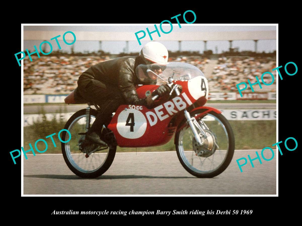 8x6 HISTORIC PHOTO OF AUSTRALIAN MOTORCYCLE GREAT BARRY SMITH DERBI 50 ...