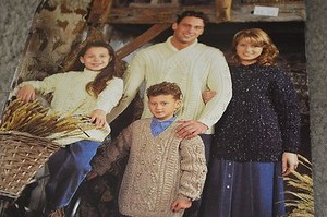 Sunbeam Family Arans Sweaters Knitting Pattern 26-46" #236 (D) | eBay