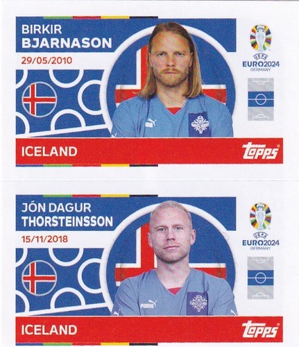 Topps Sticker Islande Ice 10 & 11 Birkir Bjarnason - Jon Thorsteinsson ...