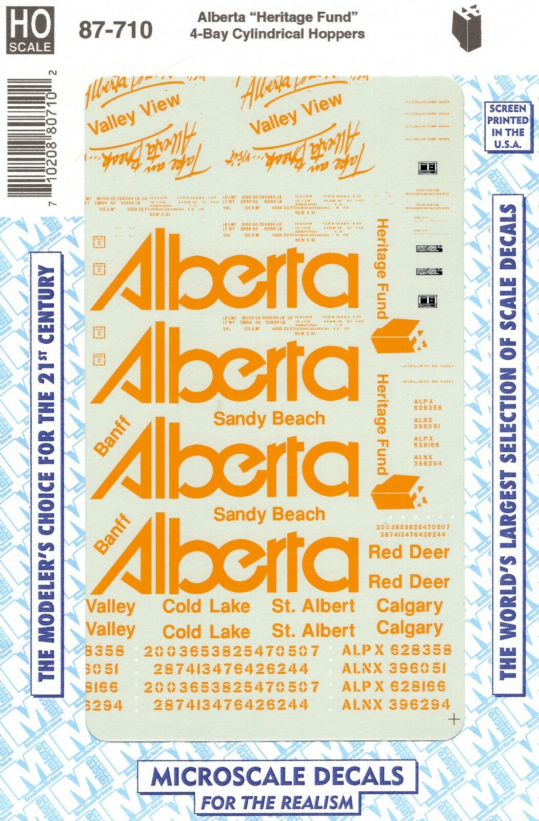 HO Scale Microscale 87-710 Canada Grain 4-Bay Cylindrical Grain Hopper ...