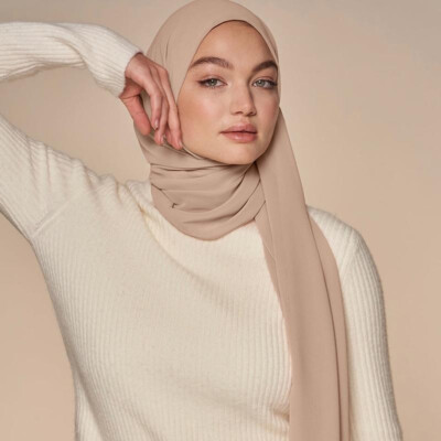 Women Classic Solid Color Chiffon Scarf, Breathable Lightweight Soft ...