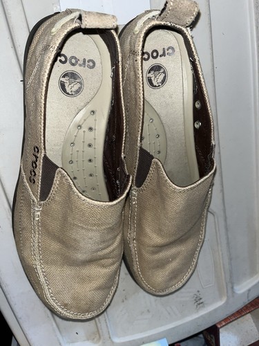 Crocs Men's Size 11 Tan Khaki Slip on Loafers Comfort Canvas Shoes | eBay