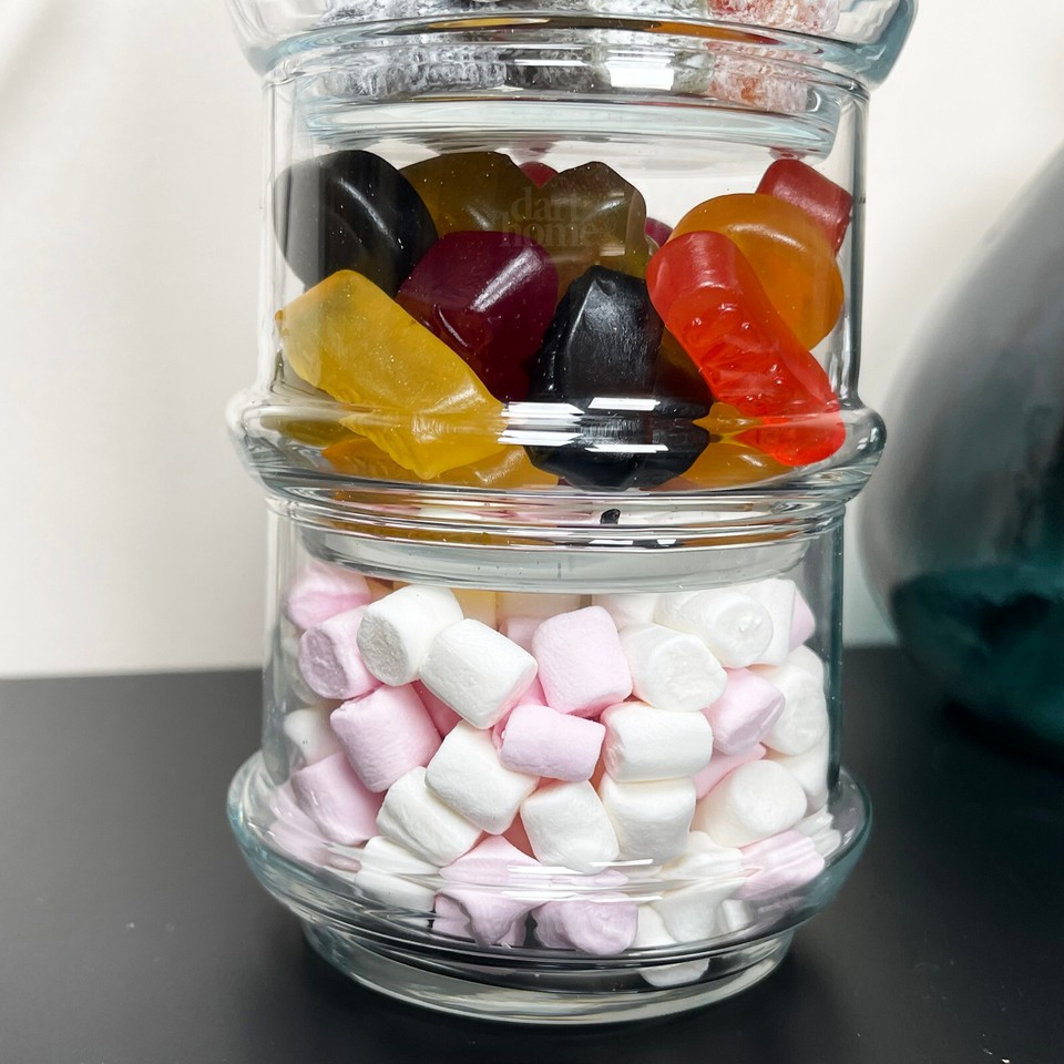 Stackable Glass Sweets Dishes 3 Tier Round Lidded Kitchen Snacks ...
