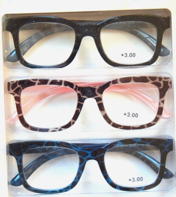 JESSICA SIMPSON 3 PACK SET PREMIUM READING GLASSES READERS +3.00 NEW ...