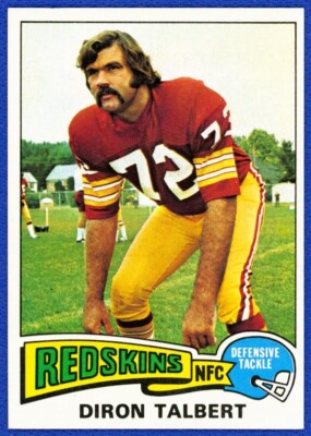 1975 Topps Football # 106 Diron Talbert Washington Redskins Near Mint ...