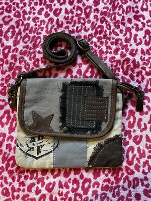 Myra Bag Small Cross Body Purse Bag Canvas Leather Boho Travel ...