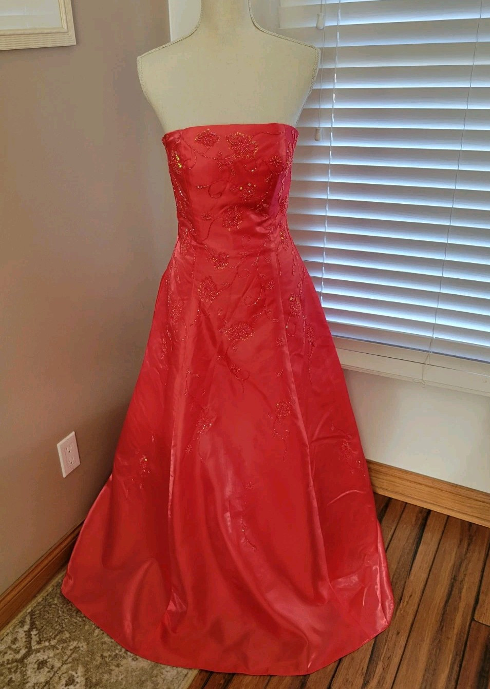 Vintage Prom Dress Maxi Ball Gown 90s Y2K Beaded Rhin… - Gem