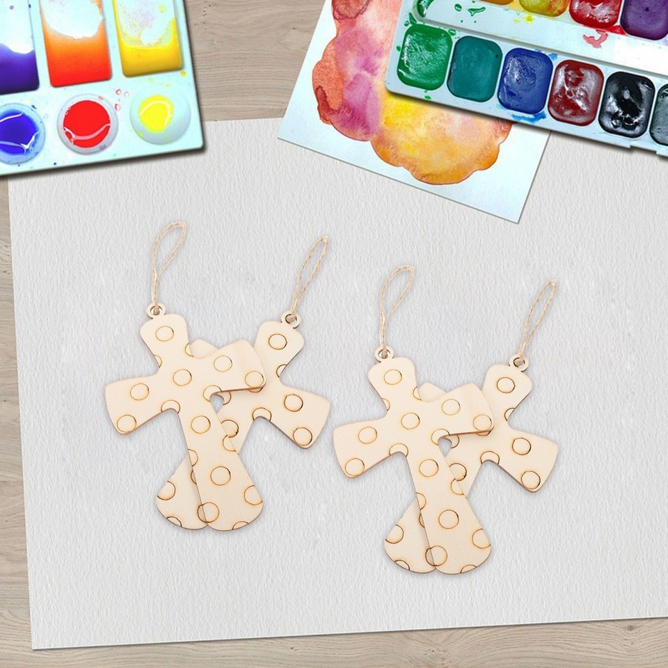 10 Pcs Wood Sign Wooden Board Diy Handmade Graffiti Toys Cross Shaped ...