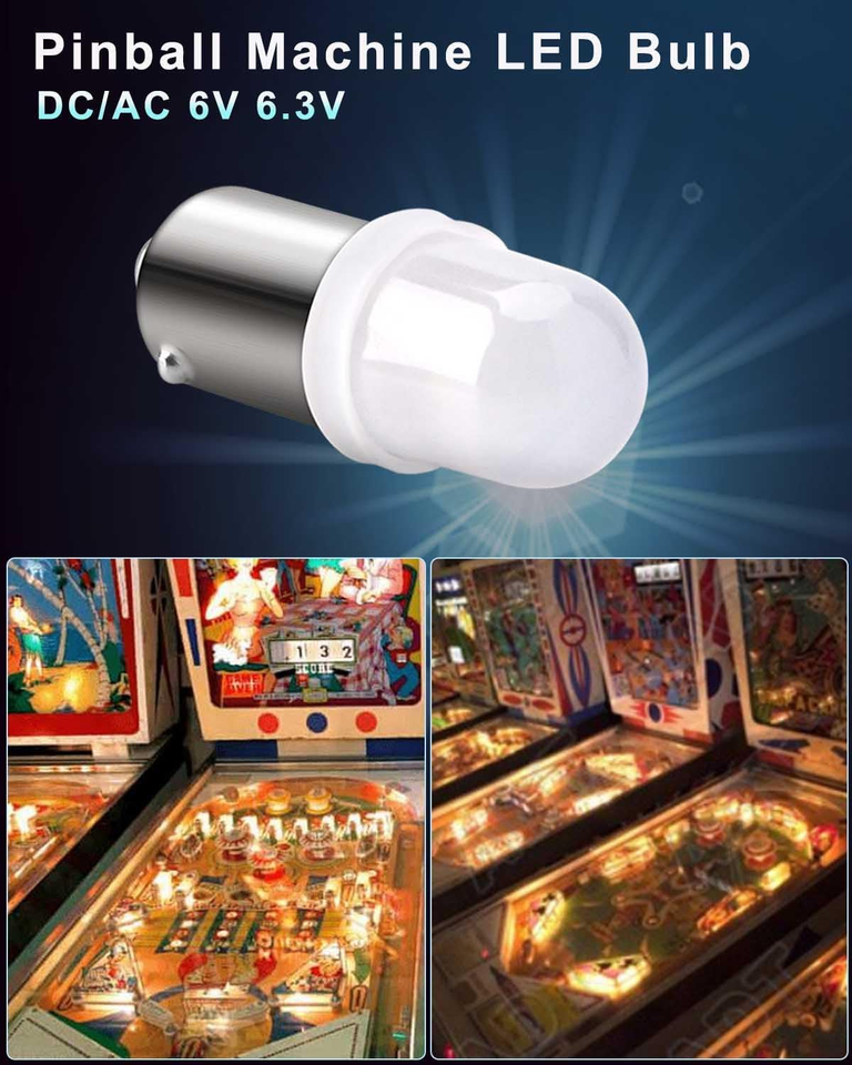 Pinball LED Bulbs 6V BA9S Warm White Non-Polarity GE44 47 755 756 Pack Of 15 | eBay