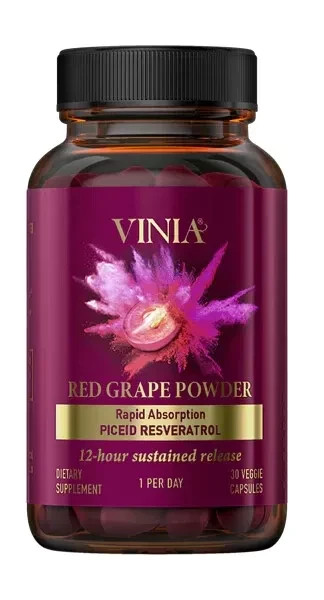 Vinia Red Grape Powder Rapid Absorbtion Piceid Resveratrol 60 Veggie ...