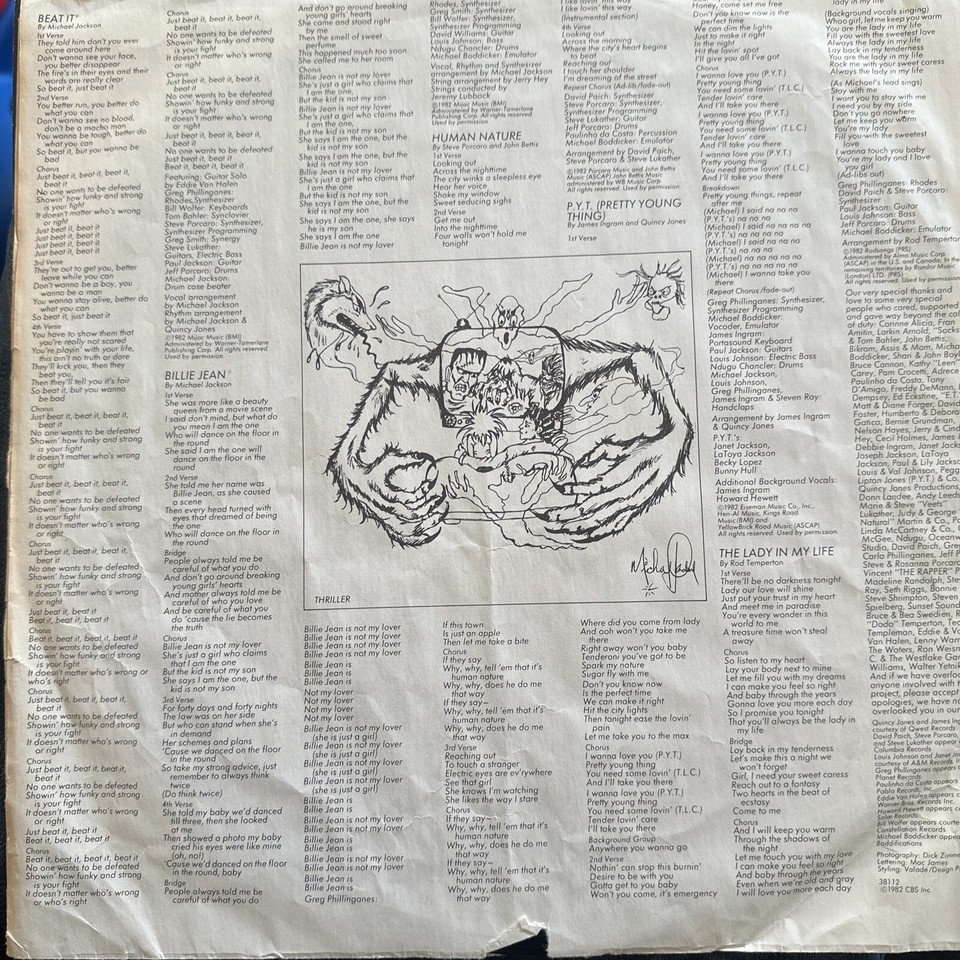 Michael Jackson 1st PRESS Thriller with Cover Error MJ Vinyl Record QE ...