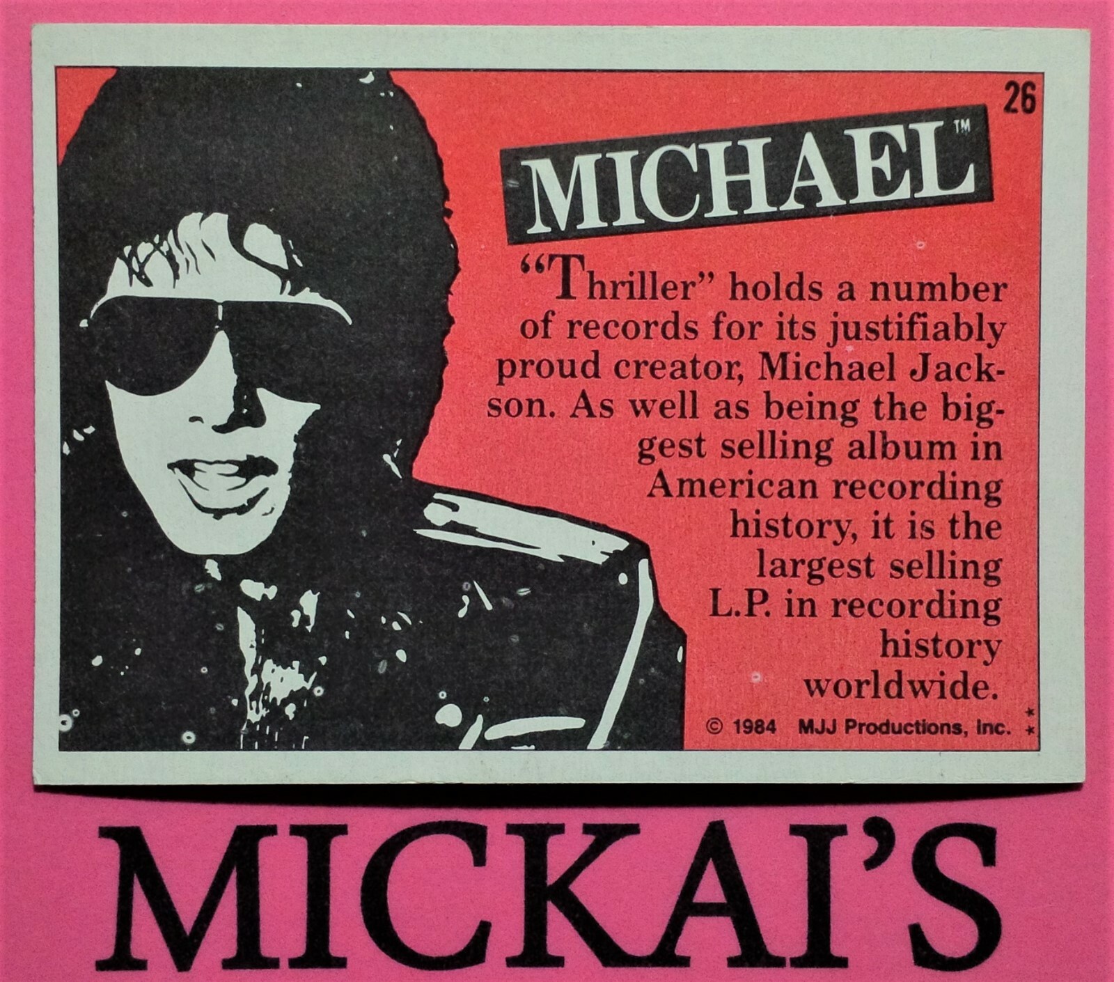1984 TOPPS MICHAEL JACKSON SERIES ONE - TRADING CARD #26 - MJJ ...