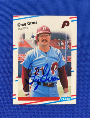 1988 FLEER GREG GROSS PHILLIES SIGNED AUTOGRAPHED AUTO #302 CARD W/COA ...