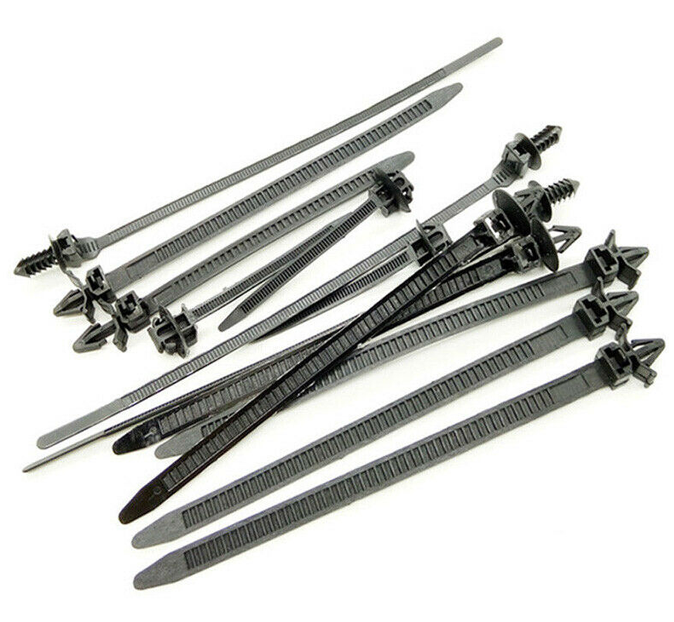 100 PCS Car Line Cable Ties Zip Tie Push Rivet Clip Wiring Loom Harness ...