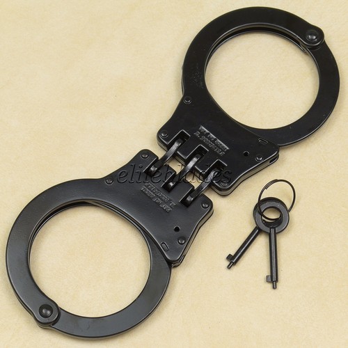 Heavy Duty Steel Hinged Double Lock Police Style Handcuffs Hand Cuffs 2 ...