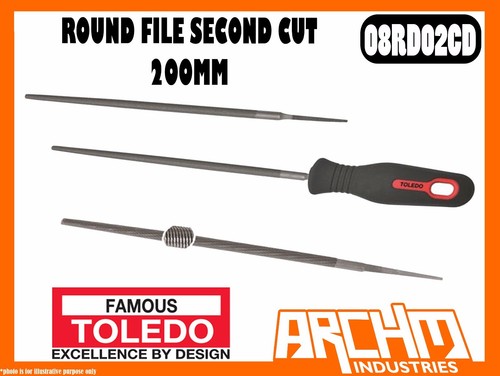 TOLEDO 08RD02CD - ROUND FILE SECOND CUT - 200MM - DOUBLE SPIRAL CUT ...