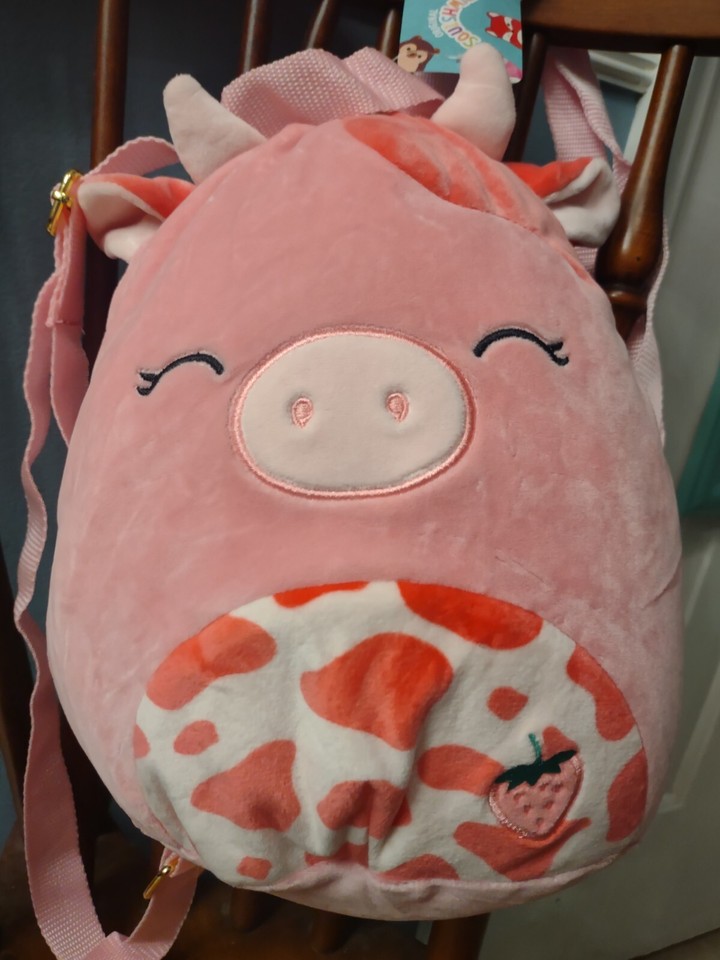 Squishmallow Calynda the Pink Strawberry Cow Backpack New | eBay