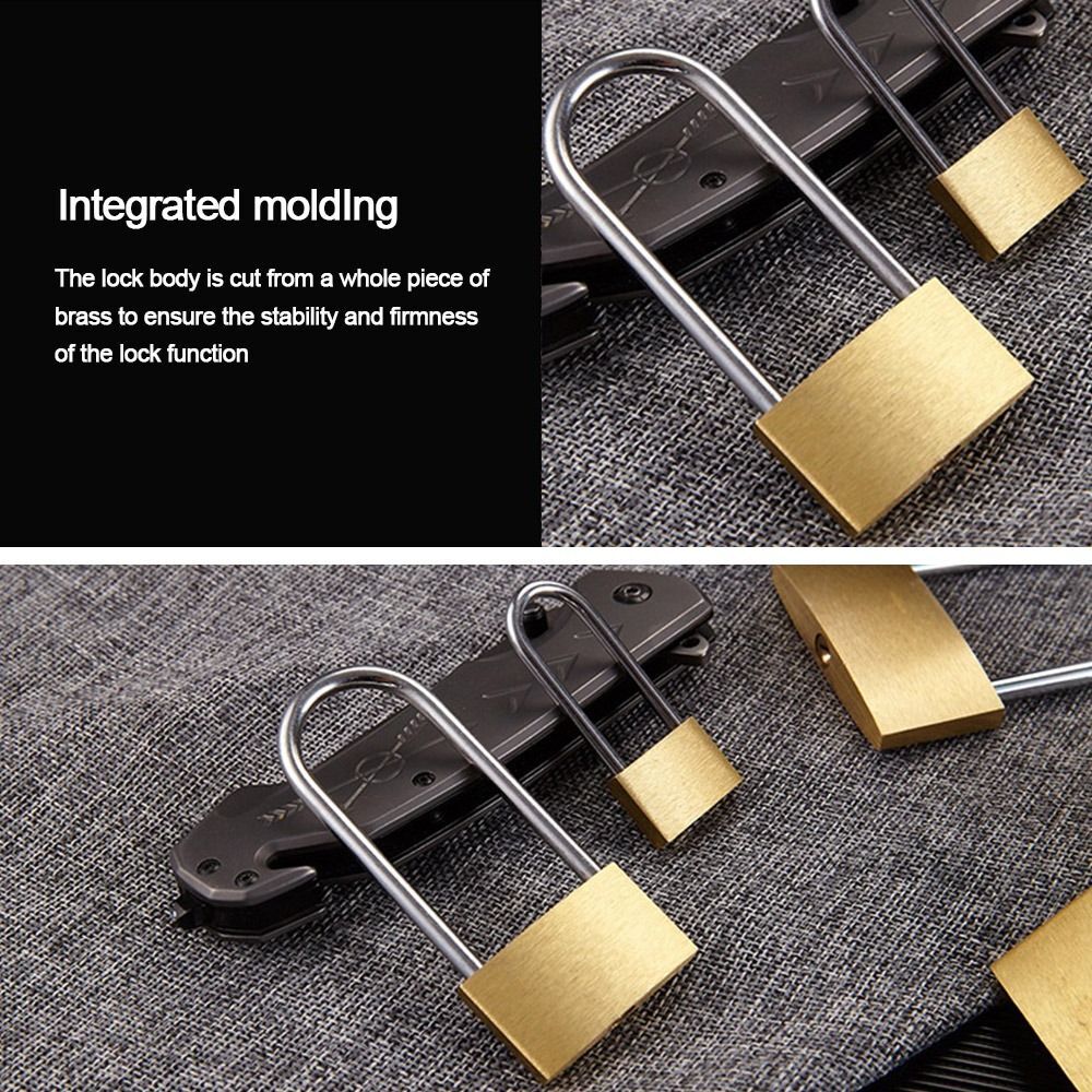 Small Copper Lock 3Keys Brass Padlock Mini Copper Padlock Locker Case ...