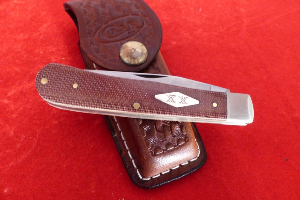 Case XX USA Made 4-1/8 Closed Micarta 10154 CS Barehead Trapper Knife ...