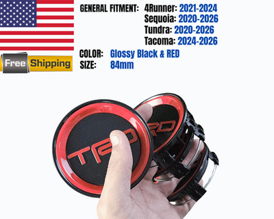 Fit For 4Runner Tacoma Tundra TRD Pro Center Wheel Caps Glossy Black ...