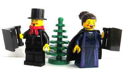 LEGO Carol Singers Boy & Girl Minifigure With Xmas Tree Christmas Choir ...