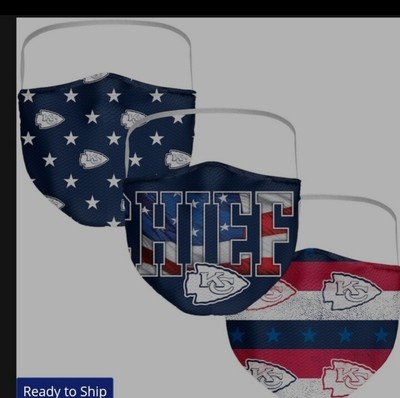 Kansas City Chiefs NFL patriotic Face Masks 3-Pack Adult New | eBay