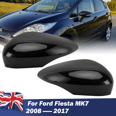 Pair Gloss Black Wing Mirror Cover Caps Casing For Ford Fiesta MK7 2008 ...