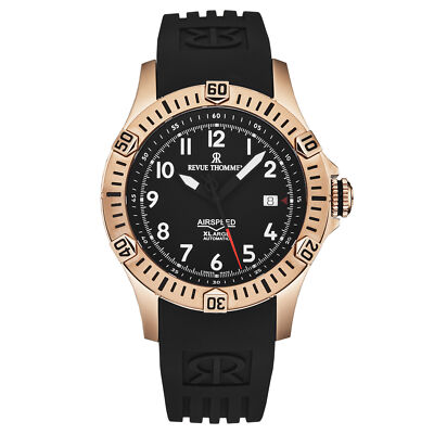 Revue Thommen Men's 'Air speed' Black Dial Black Strap Automatic 16070. ...