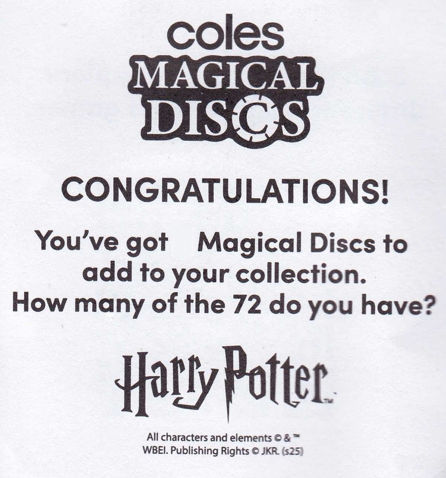 2025 Coles Harry Potter Magical Discs Brand New - #64 Hogwarts Crest | eBay