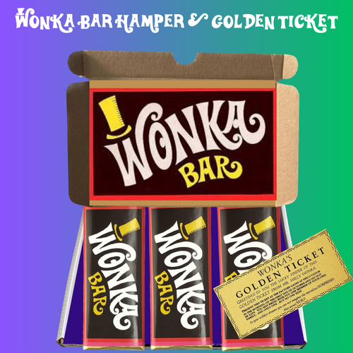 Wonka Chocolate Bar + Golden Ticket Hamper Birthday Christmas Easter ...