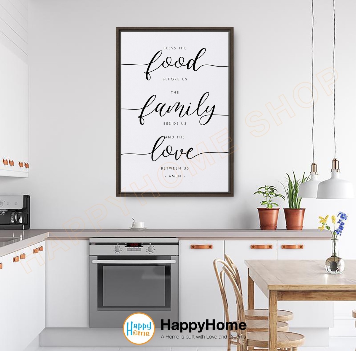 Kitchen Christian Quotes Bless The Food Before Us Sign On Canvas