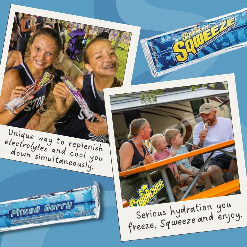 Sqwincher Sqweeze Electrolyte Replenishing Freeze Pops, Assorted ...