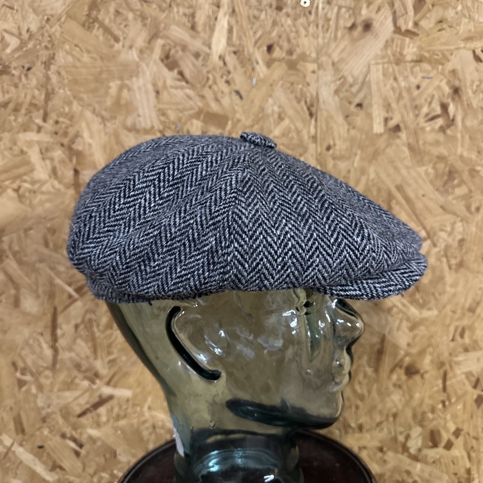 Glen Appin Harris Tweed Baker Boy Newsboy Flat Cap Grey Herringbone Men ...