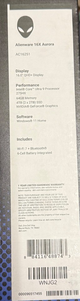 Alienware Aurora Ac16251 Intel® Core Ultra 9 275HX, 24 cores 4TB 64GB ...