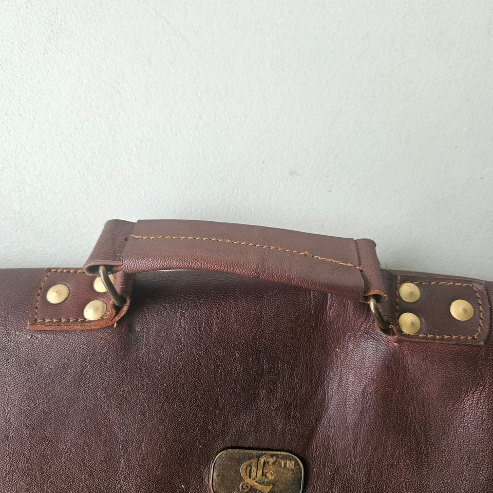 Cuero Handmade Brown Leather Travel Messenger Bag Briefcase Shoulder ...