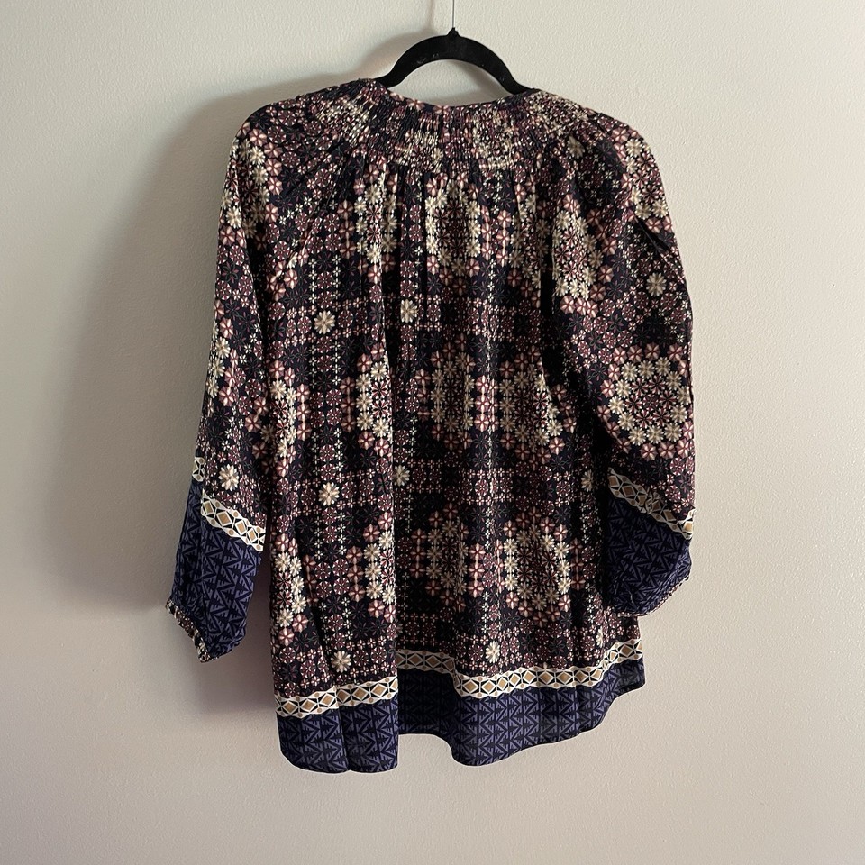 11 1 Tylho Anthropologie Women M Printed Boho Tasseled Kay Peasant ...