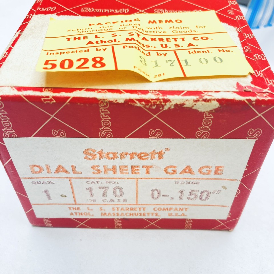 Starrett #170Z Dial Sheet Thickness Gage .150”, 0.001" Grads, Jeweled ...