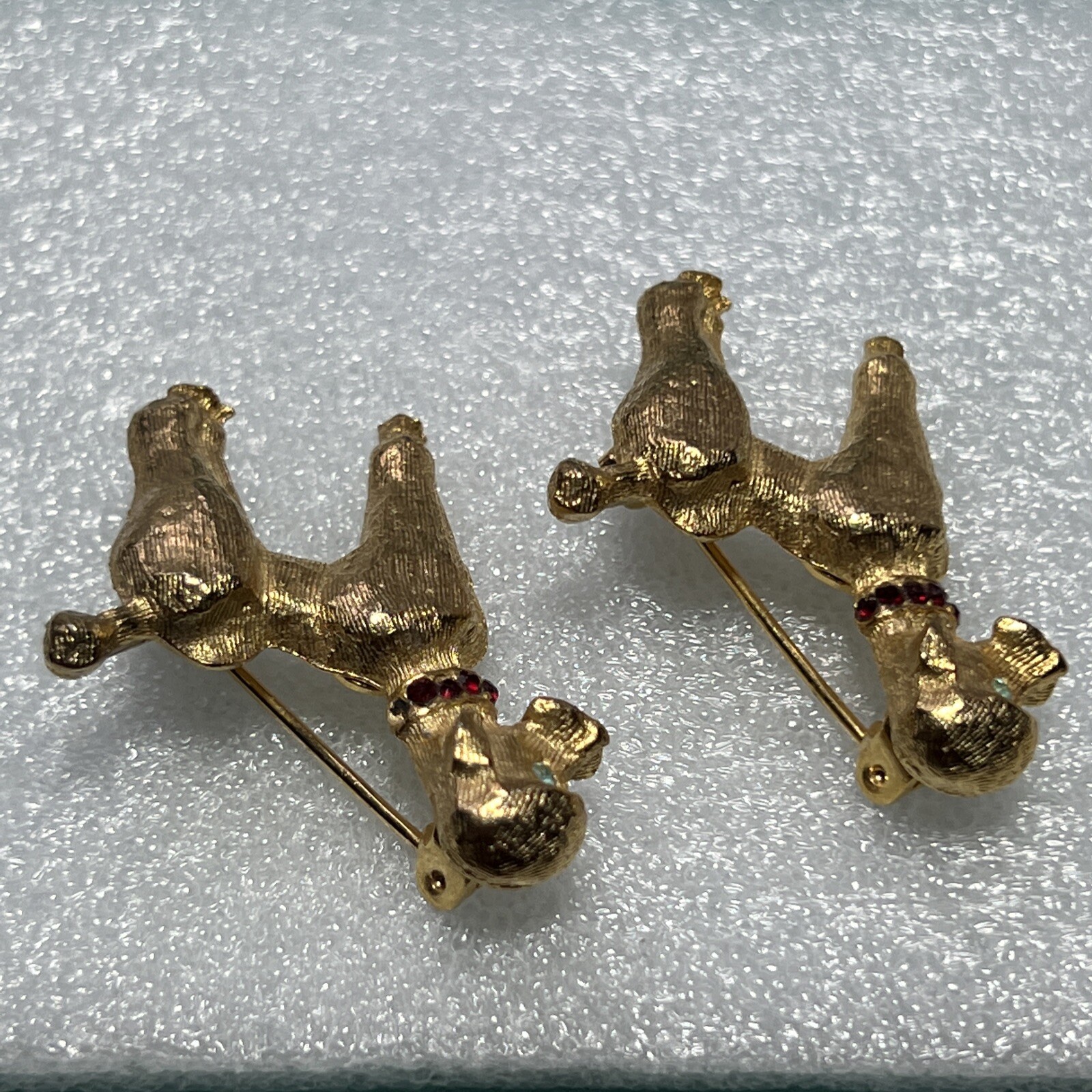 Vintage Standing Poodle Scatter Pin Set Gold Tone Red… - Gem