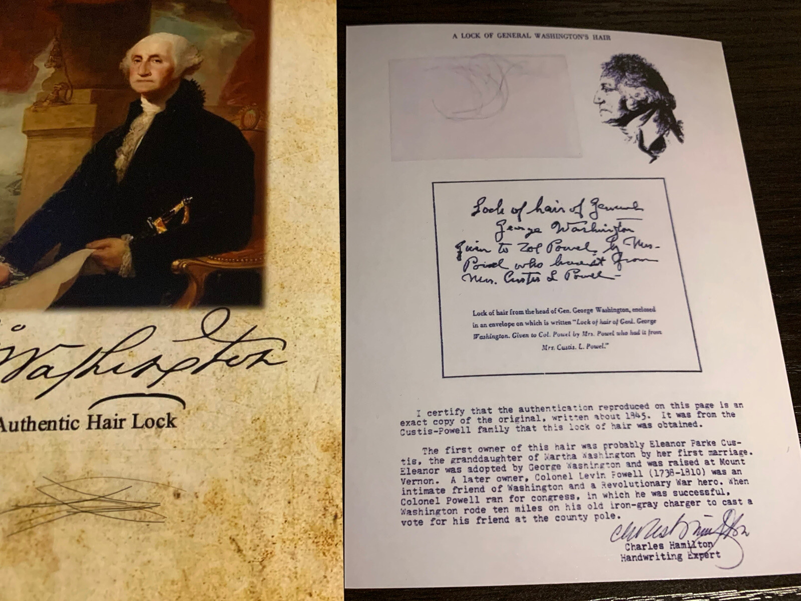 George Washington Hair Strand Large Lock Piece Speck Relic President ...