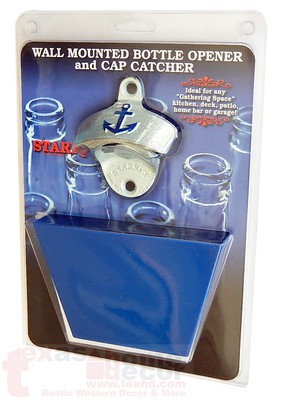 Anchor Bottle Opener Navy Coast Guard Blue Plastic Cap Catcher Set ...