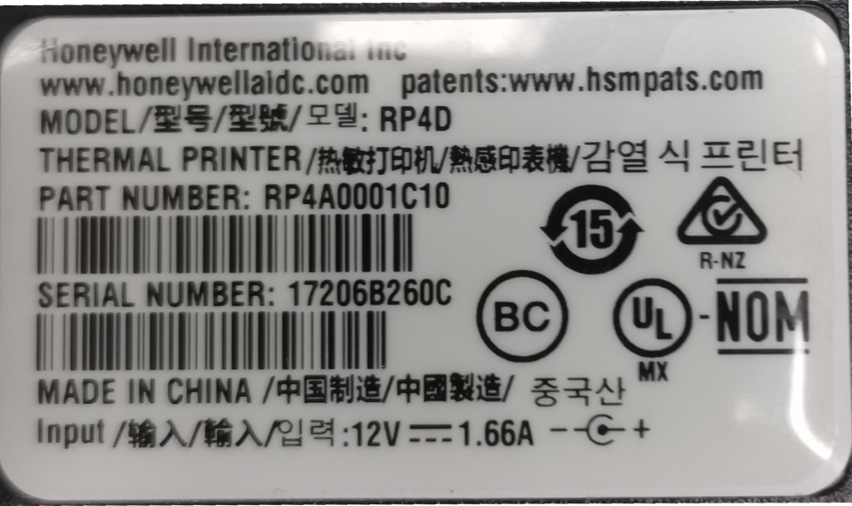 New Honeywell RP4D Rugged Portable Bluetooth Barcode Thermal Printer ...