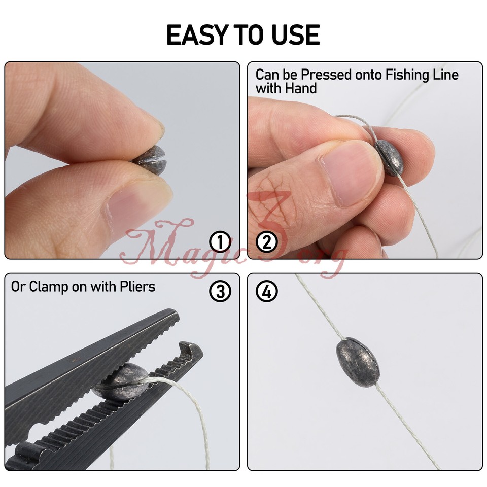 100pcs Round Split Shot Sinker Removable 7 Sizes Fishing Weight Sinkers ...