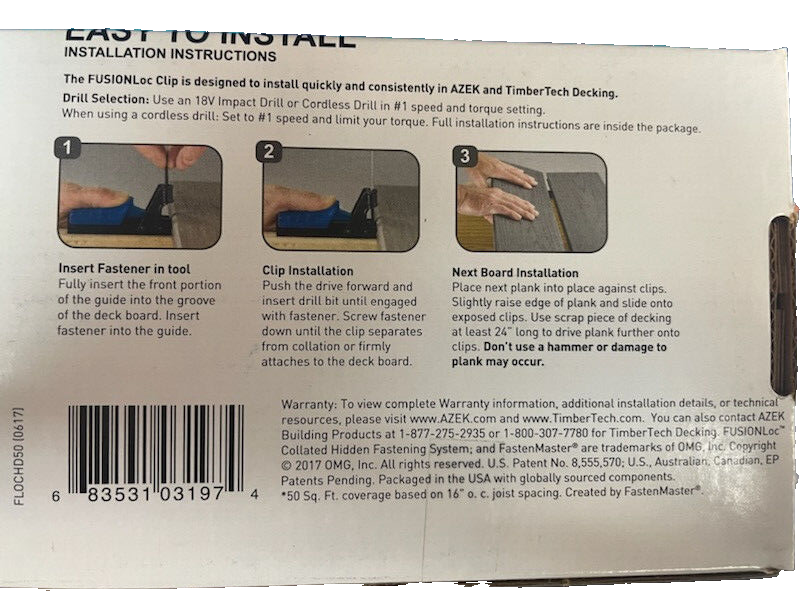 Azek FUSIONloc Hidden Fasteners - 50sqft for sale online | eBay