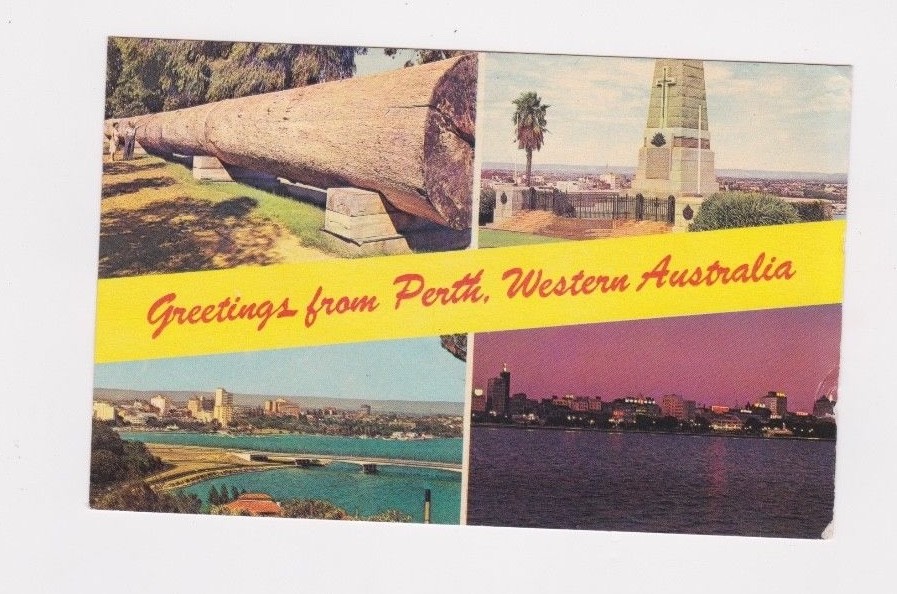 VINTAGE WESTERN AUSTRALIA PERTH POSTCARD RPPC CANCEL1965 WORLD STAMPS ...